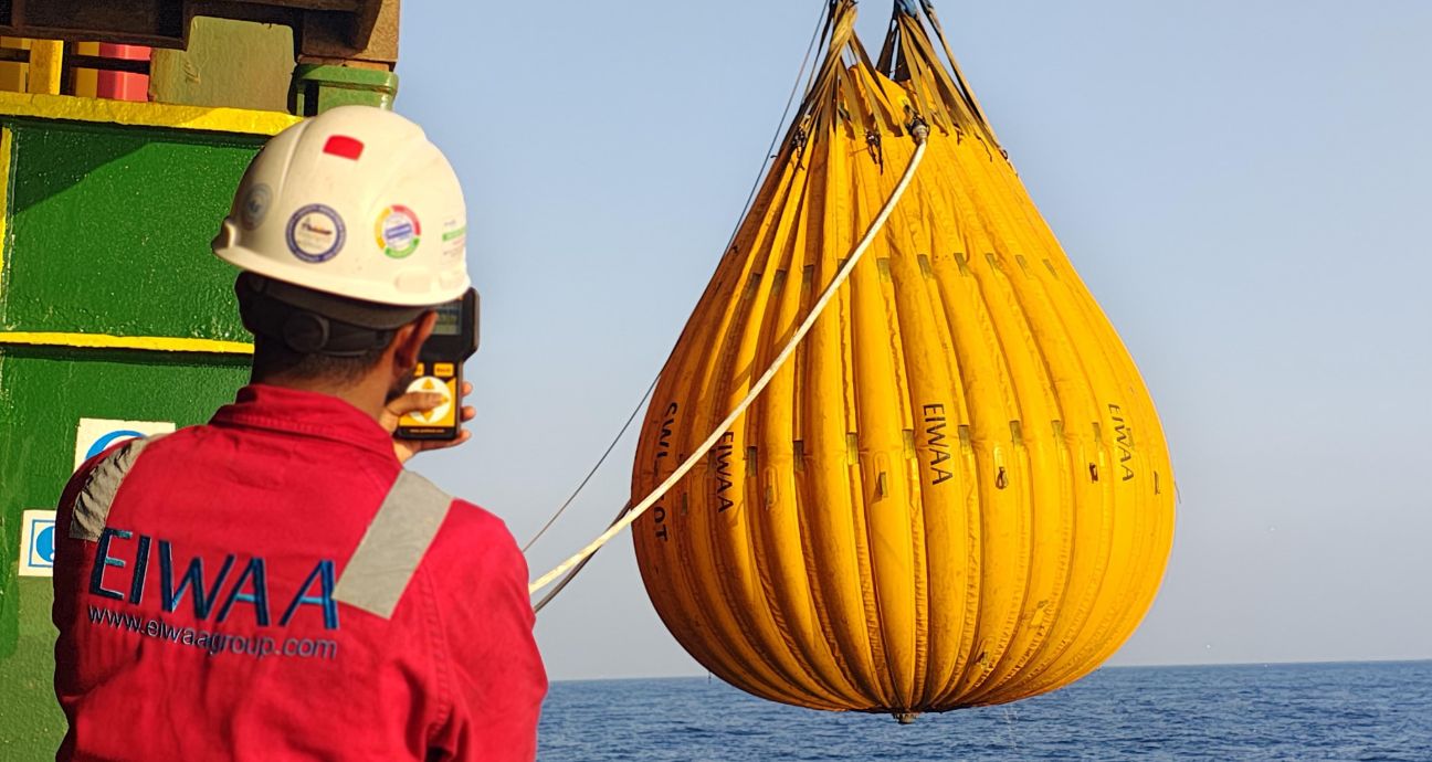 Water Bag Load Test in Qatar I Offshore Cargo Crane Inspection